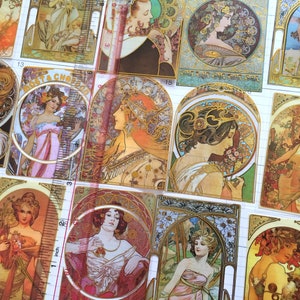 30 Alphonse Mucha Gold Foiled Stickers Mucha Art Collection Decals ...