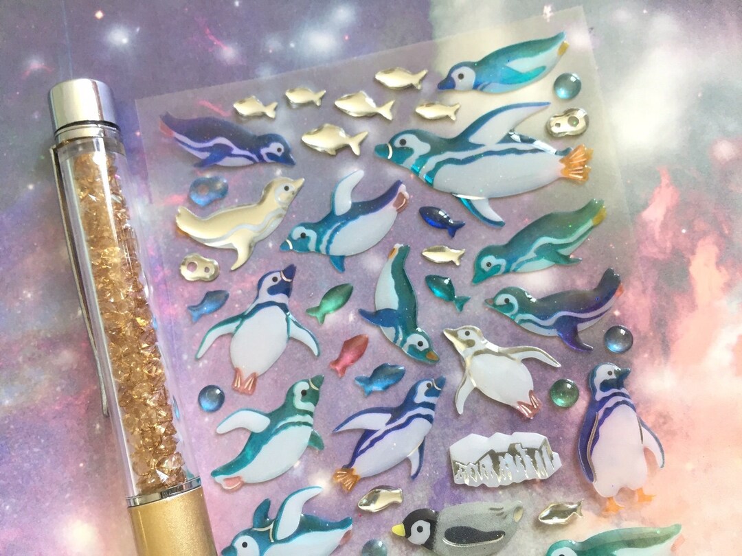 Antarctic Penguin Epoxy Sticker Blue Penguin Mini South Pole Penguin ...
