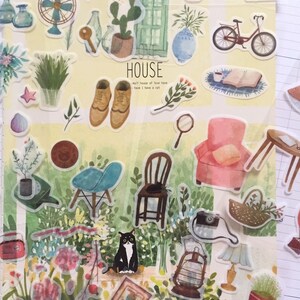 Cozy Home Furniture Sticker Set of 6 Interior Design Vintage House ...