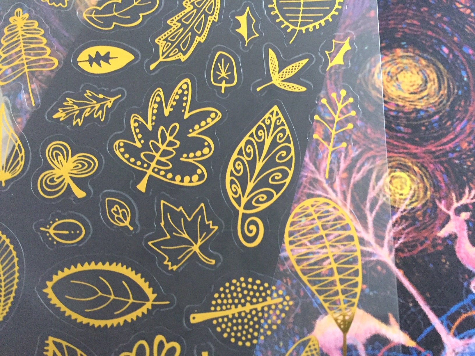 Gold Leaves Sticker Leaf Pattern Stencil Leaf Mini Tropical Leaf Fall ...