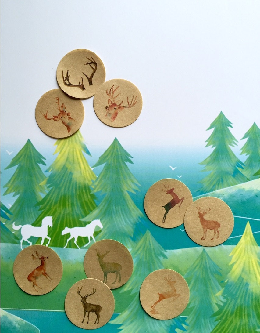 Lovely deer sticker deer deco paper sticker kraft envelope | Etsy