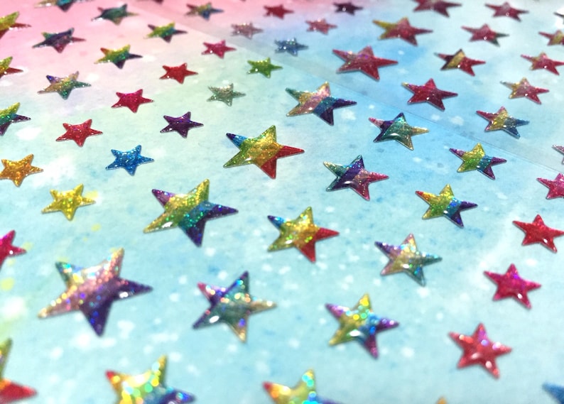 117 Little Star Sticker Glitter Stars Fancy Small Star Pink Tone Blue ...