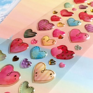 Sweet Heart Sticker Lovely Heart Colorful Heart Epoxy Sticker Fancy ...
