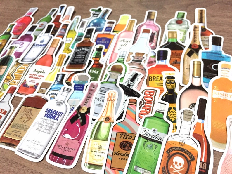 50 Alcoholic Beverages Collection Stickers 2D Liquor Whisky - Etsy