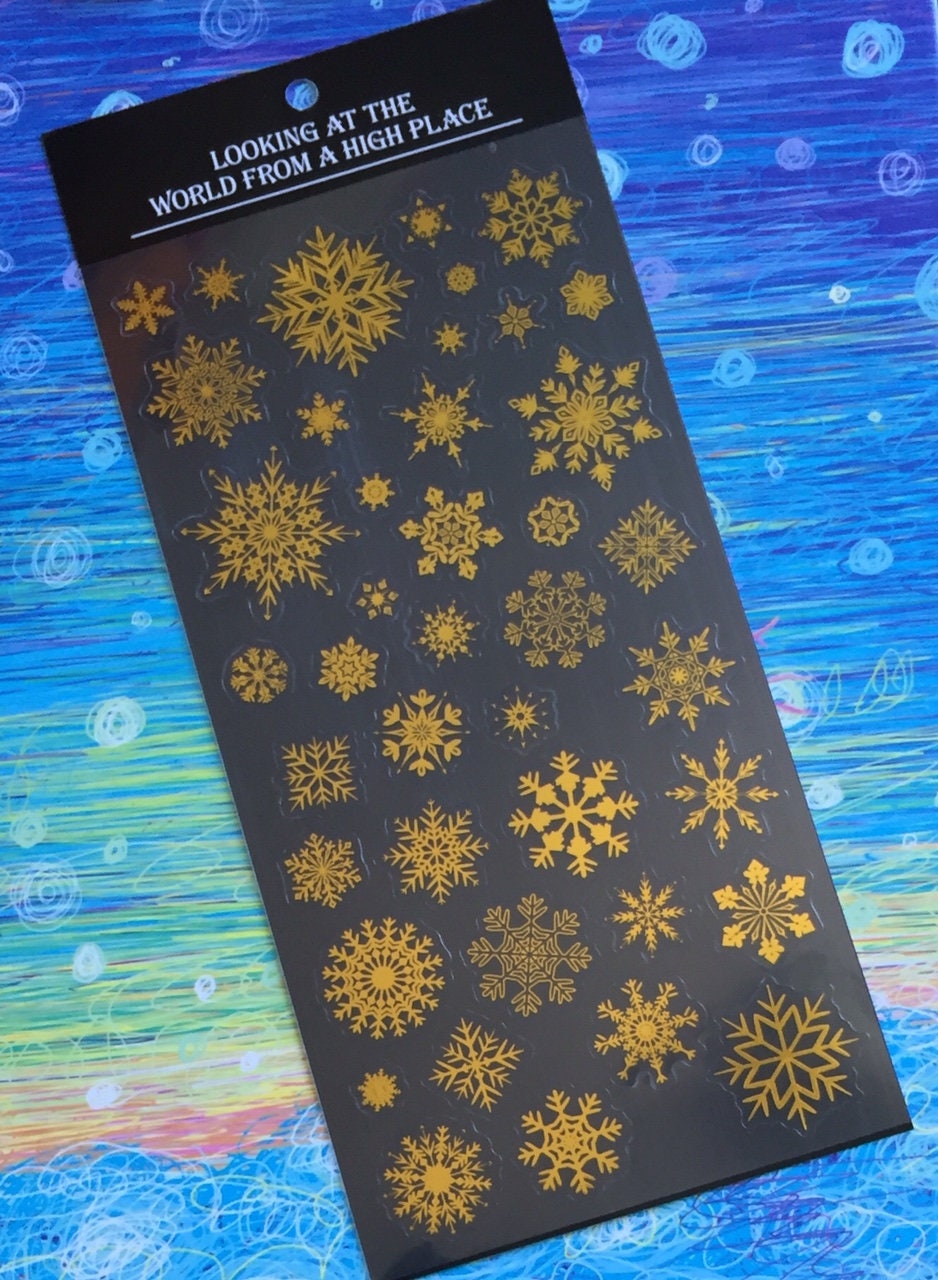 Winter snowflakes sticker Christmas snowflakes golden | Etsy