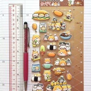 Japanese Cartoon Dog Puffy Sticker Super Cute Pet Dog Family Mini Akita ...