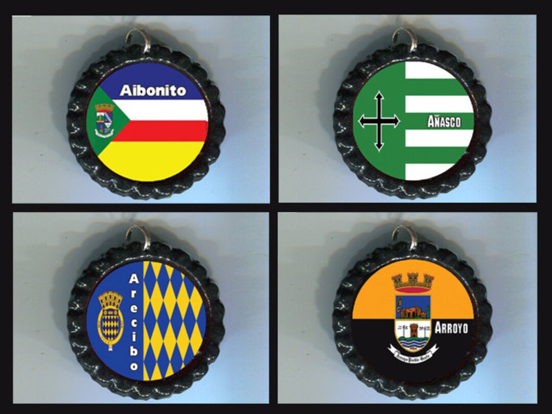 Handmade Bottle Cap Necklace Flag Designs From Aibonito,anasco,arecibo ...