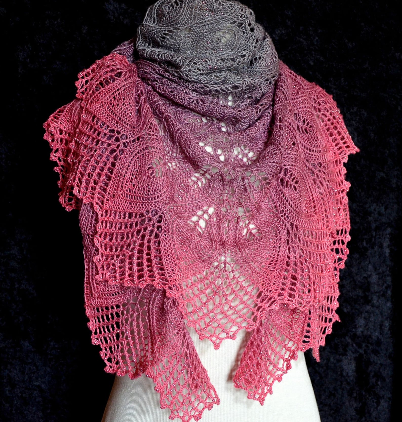 Knitting Lace and Beads Shawl Pattern ~ Twisted Leaves - Etsy