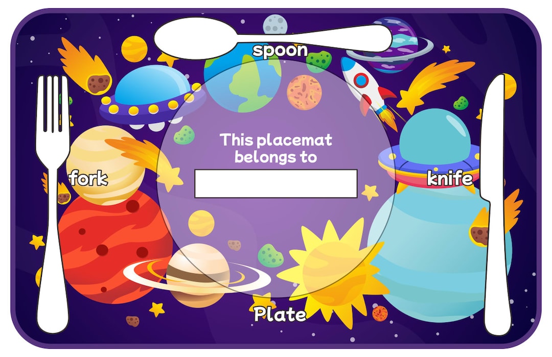 Space Theme Table Setting Printable Placemat for Children 11 X 17 - Etsy