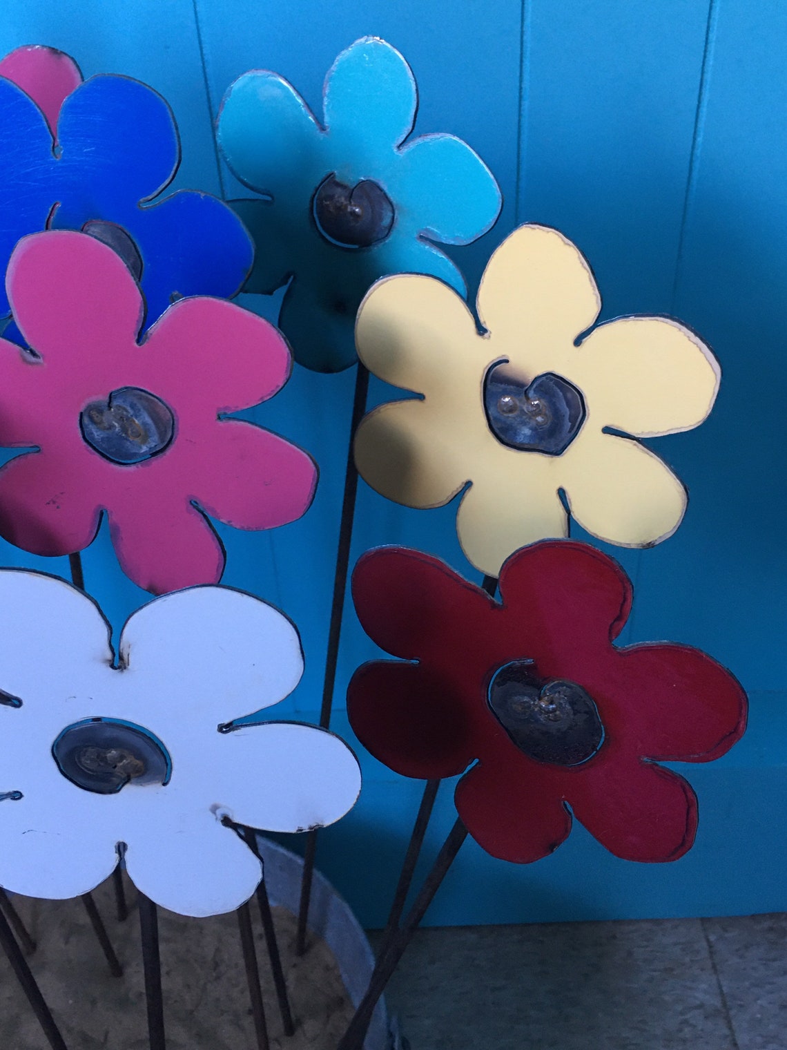 Tall Metal Decorative Repurposed Rustic Flowers - Etsy