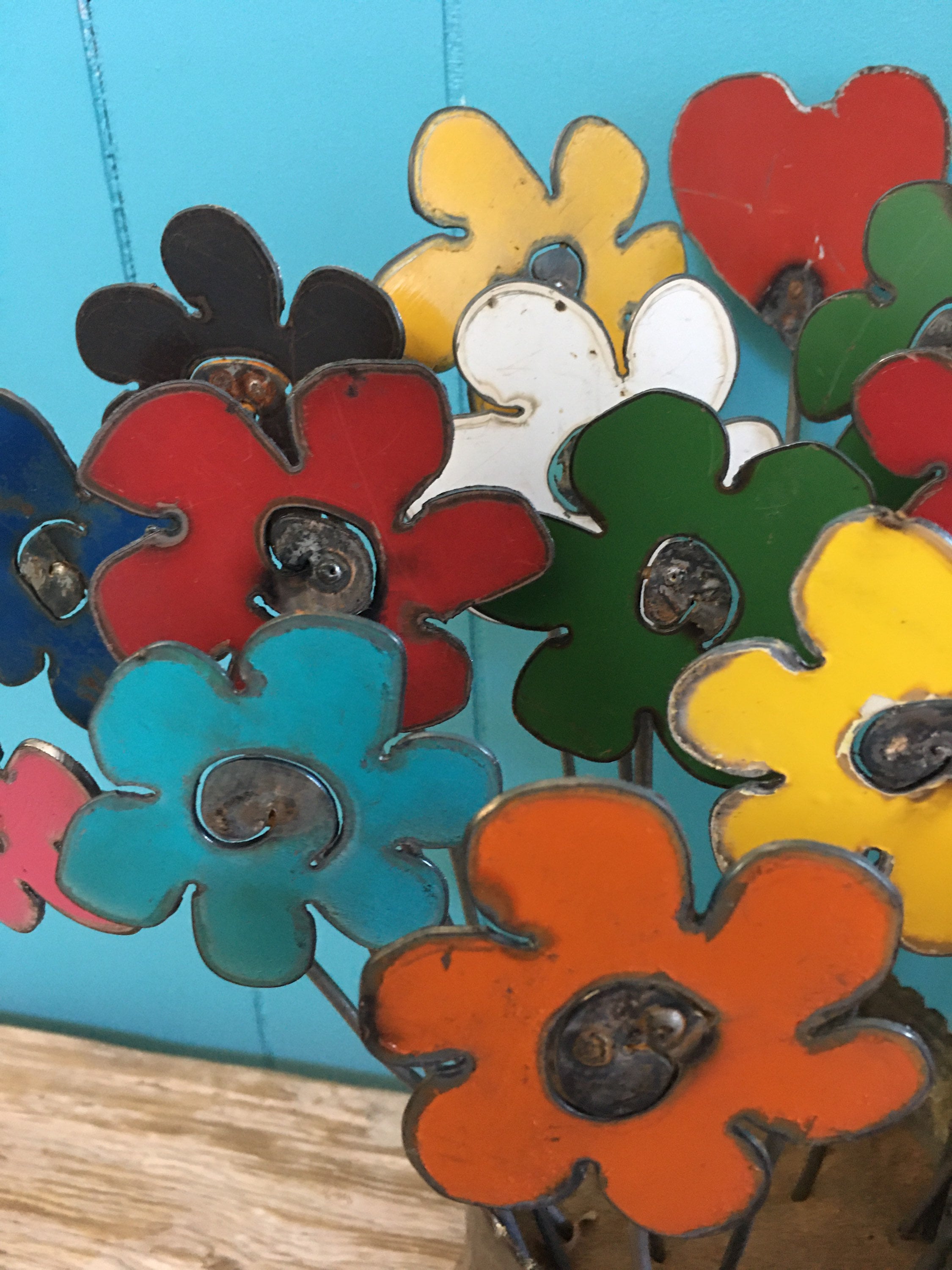 Metal Decorative Repurposed Rustic Flowers - Etsy