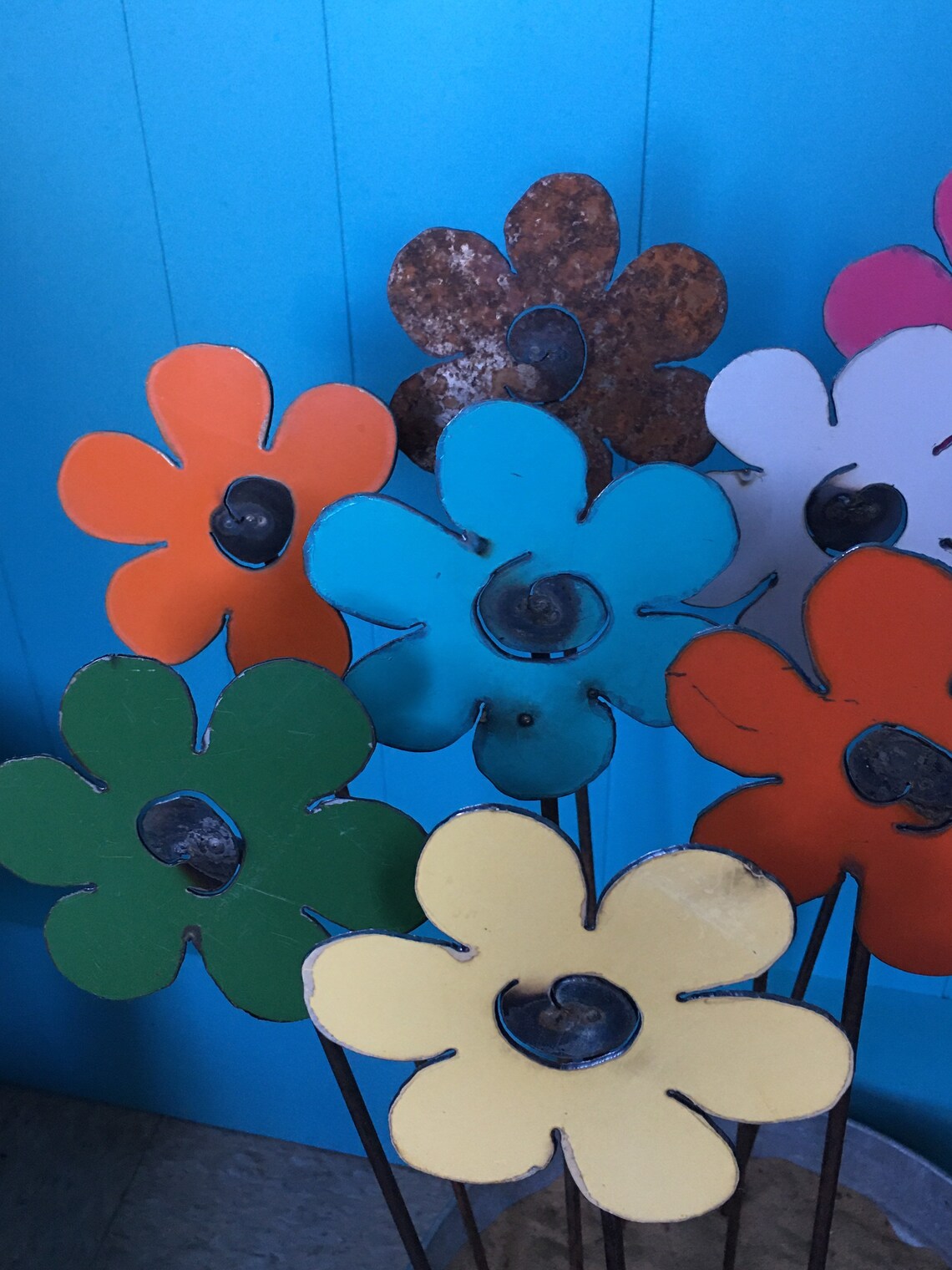 Tall Metal Decorative Repurposed Rustic Flowers - Etsy