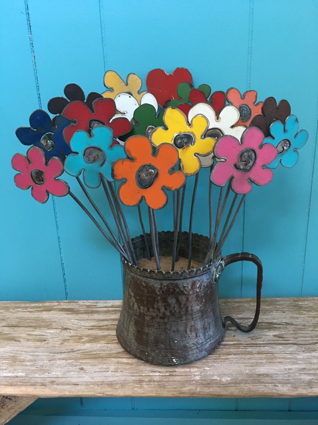 Metal Decorative Repurposed Rustic Flowers - Etsy