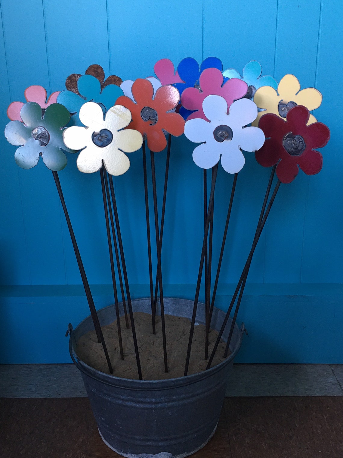 Tall Metal Decorative Repurposed Rustic Flowers - Etsy