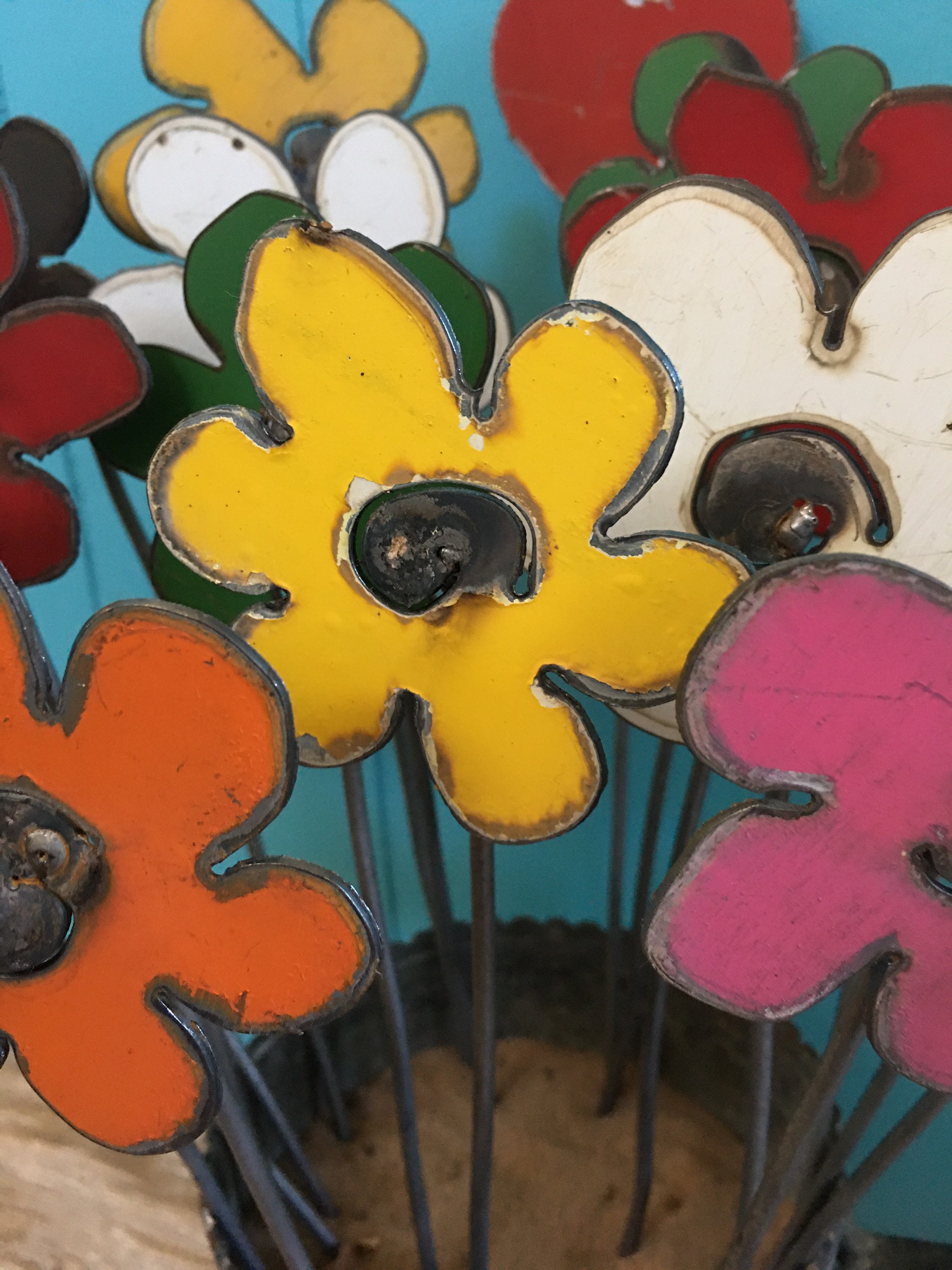 Metal Decorative Repurposed Rustic Flowers - Etsy