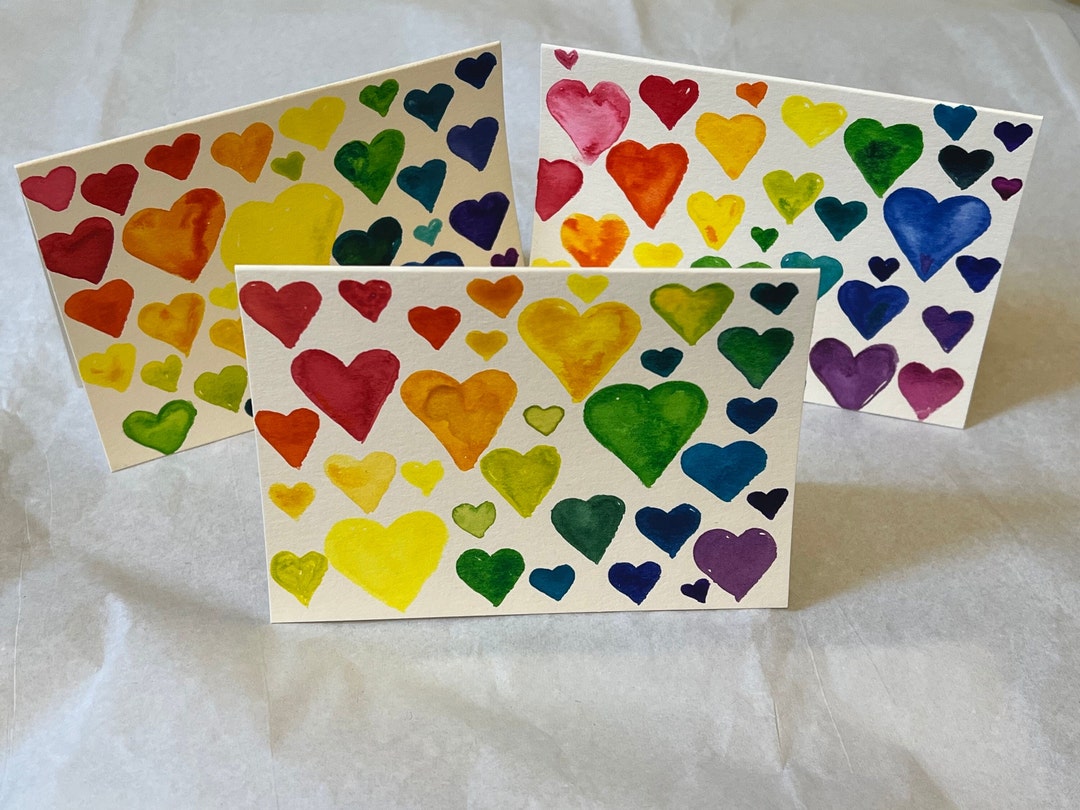Rainbow Heart Card, Rainbow Valentine, Rainbow Hearts, Rainbow Cards ...