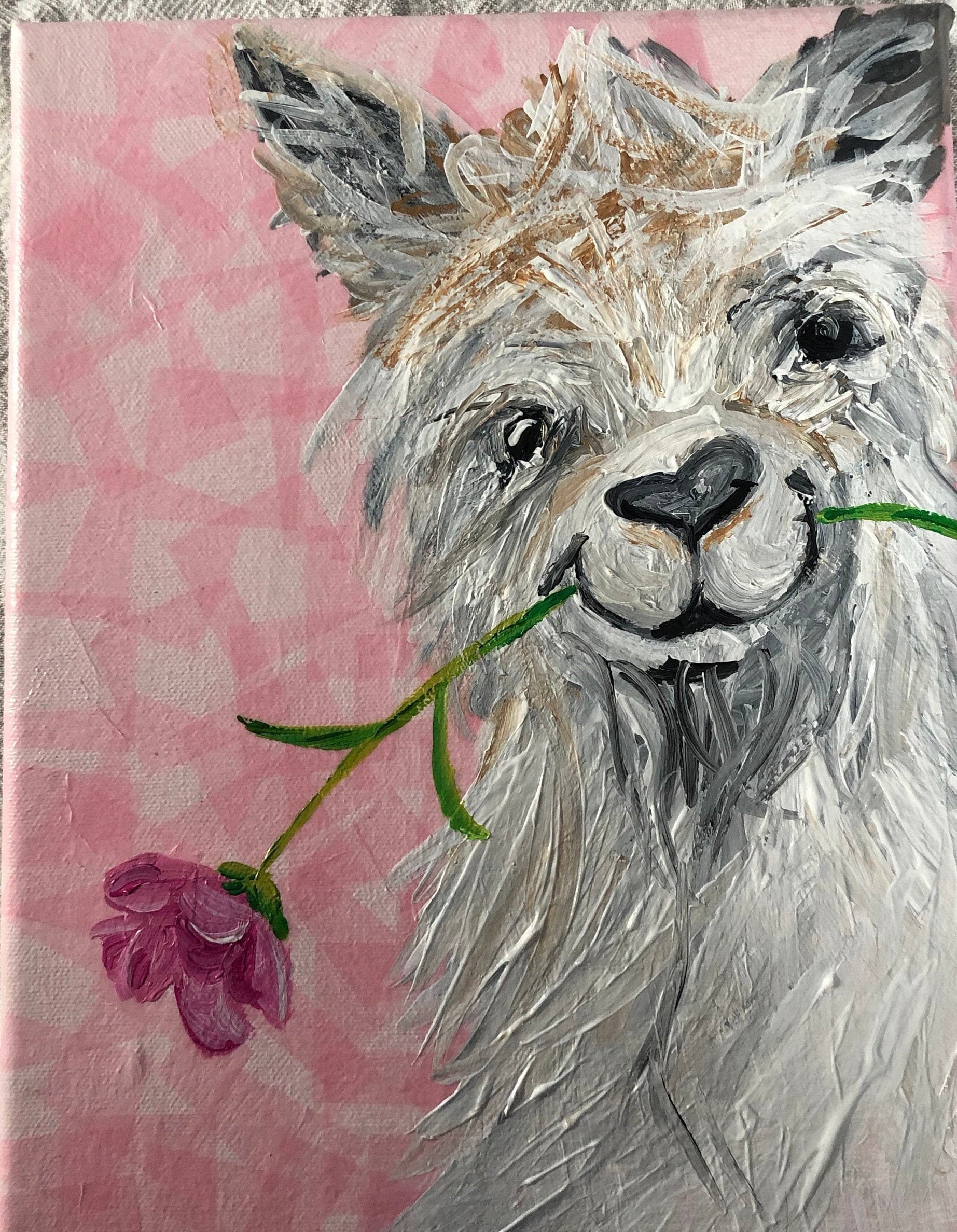 Decoración de vivero llama, pintura de llama, pintura de flores llama ...