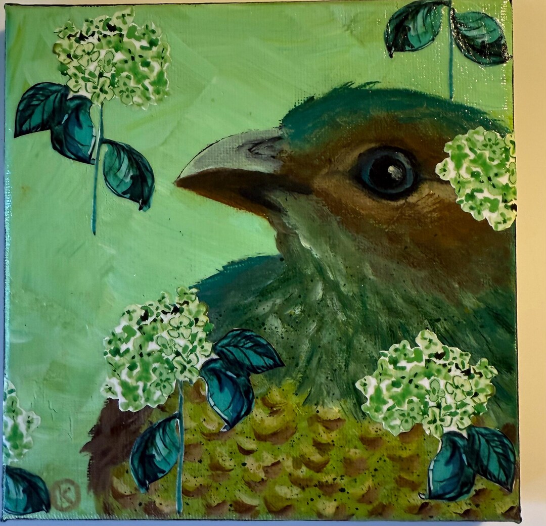 Bird Painting-leonora ,acrylic Painting,collage Painting, Garden Bird ...