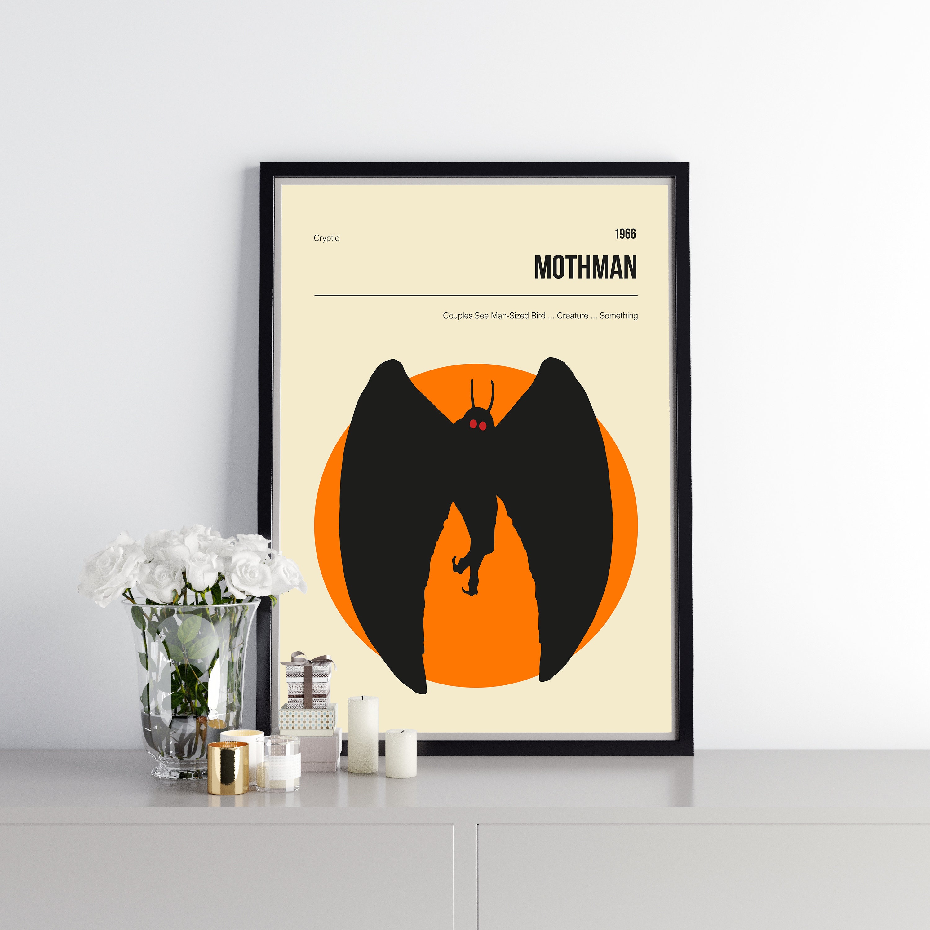 Mothman Book Cover Poster Cryptid Cryptozoology Print West - Etsy