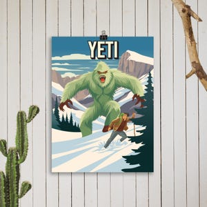 Yeti Art Print, Abominable Snowman Poster, Cryptid Illustration Gift ...