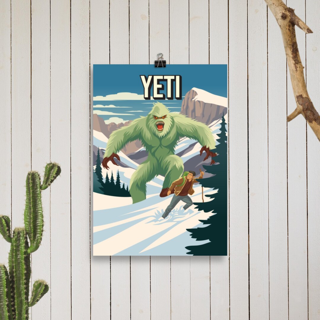 Yeti Art Print, Abominable Snowman Poster, Cryptid Illustration Gift ...