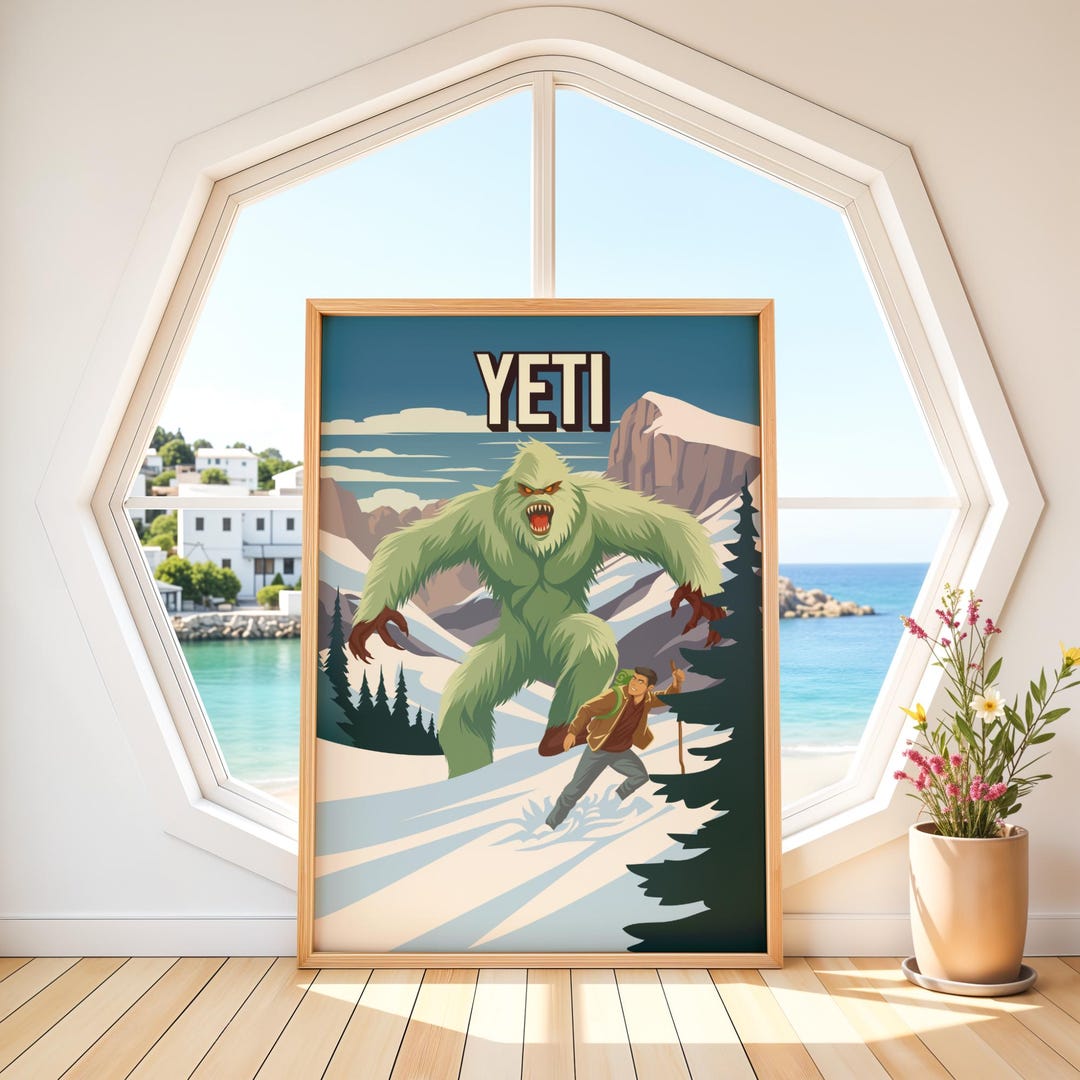 Yeti Art Print, Abominable Snowman Poster, Cryptid Illustration Gift ...