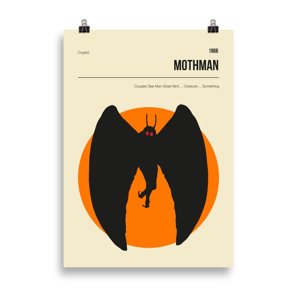 Mothman Book Cover Poster Cryptid Cryptozoology Print West | Etsy
