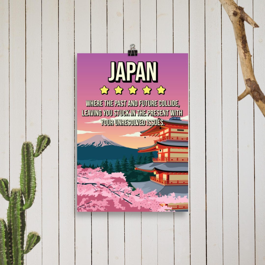 Funny 5 Star Japan Poster – Retro-modern Dark Humor Quote – Illustrated ...