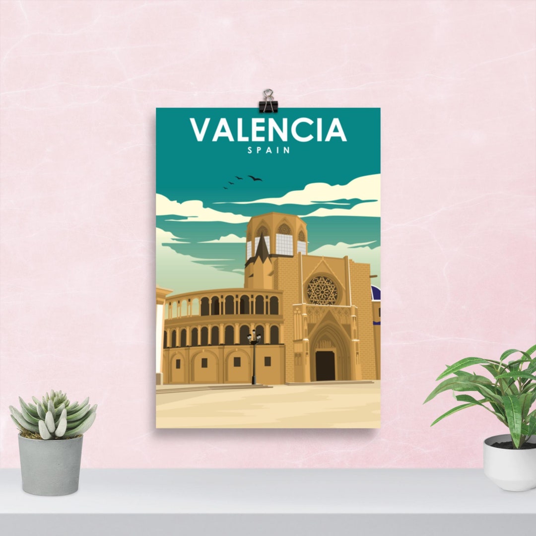 Valencia Spain Retro Minimal Human Made Travel Poster - Etsy
