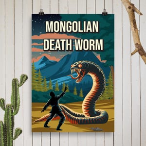 Mongolian Death Worm Poster | Cryptid Art Print | Legendary Creature ...