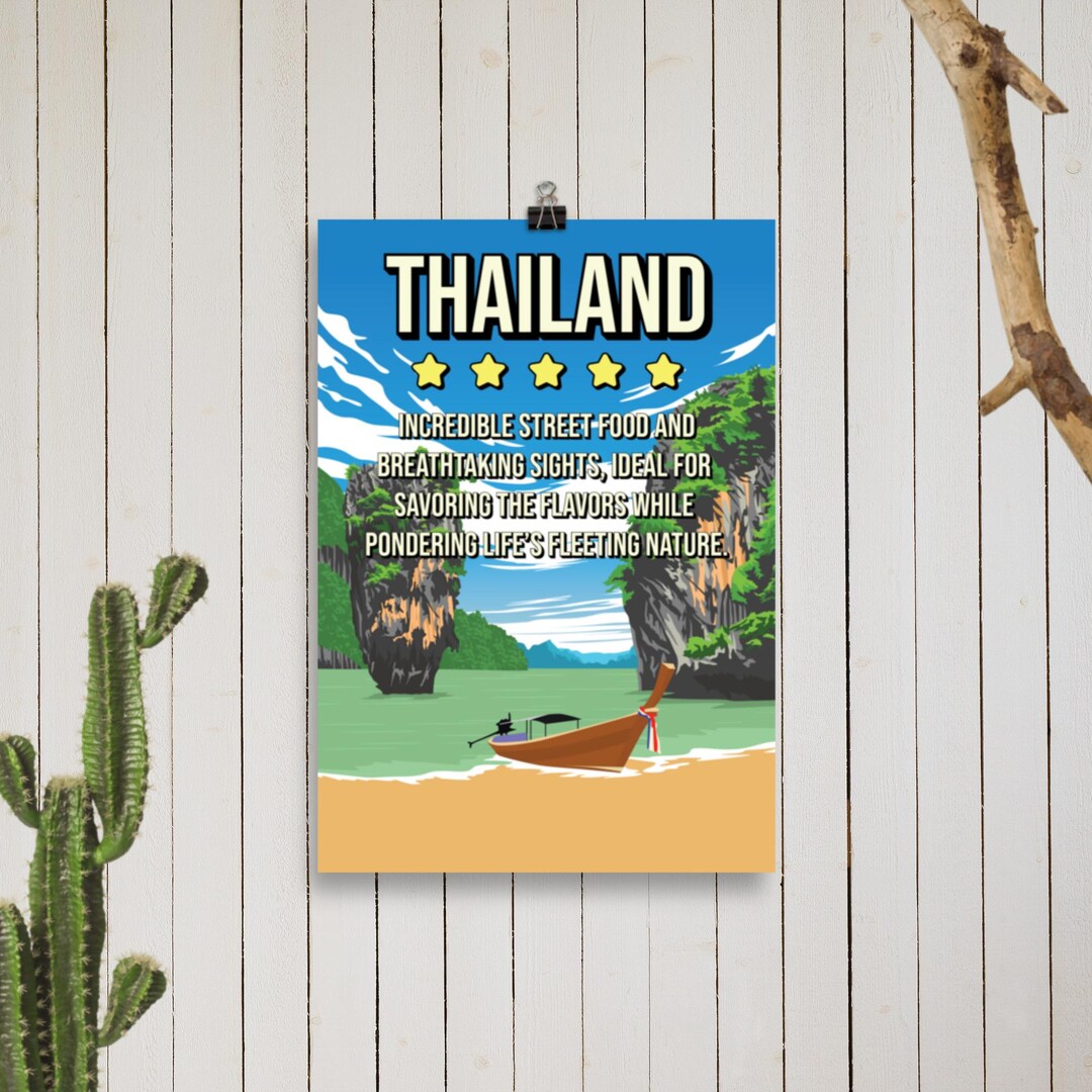 Funny Thailand Review Travel Poster - Vibrant and Witty Wall Art Print ...