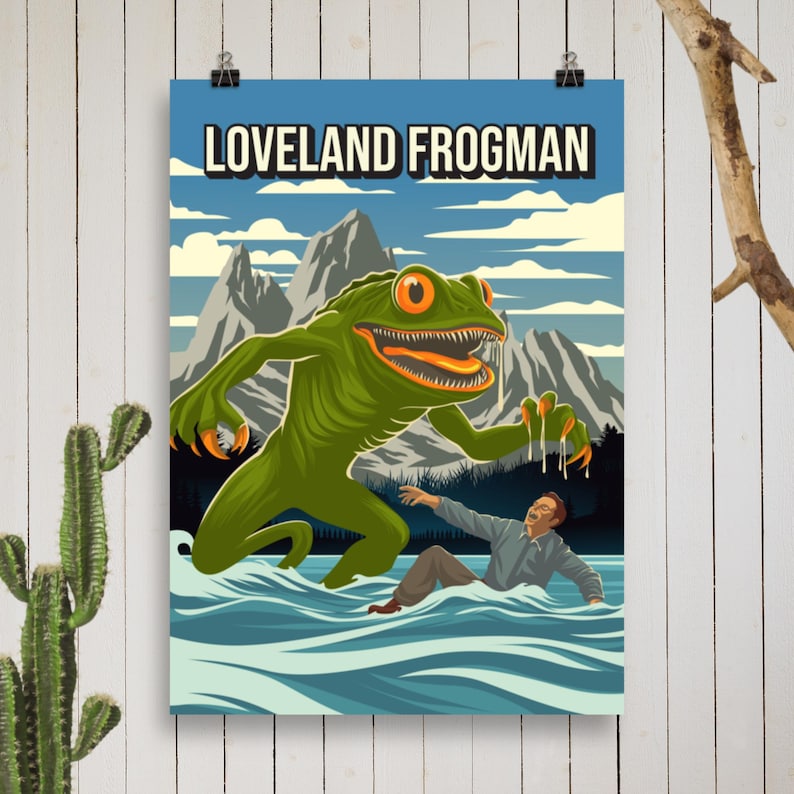Loveland Frogman Poster – Cryptid Artwork in Retro Travel Style - Etsy