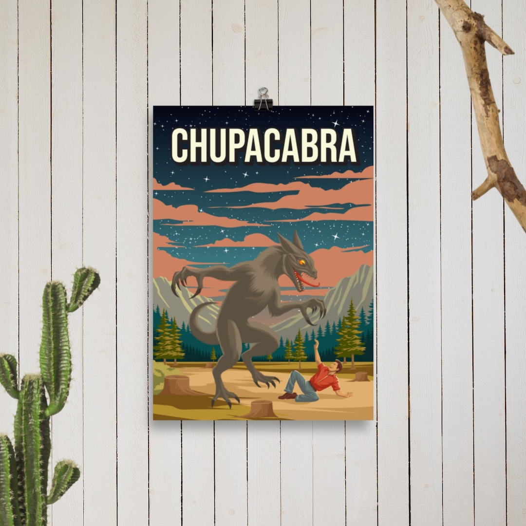 Chupacabra Monster Retro Travel Poster – Cryptid Cryptozoology Attack ...