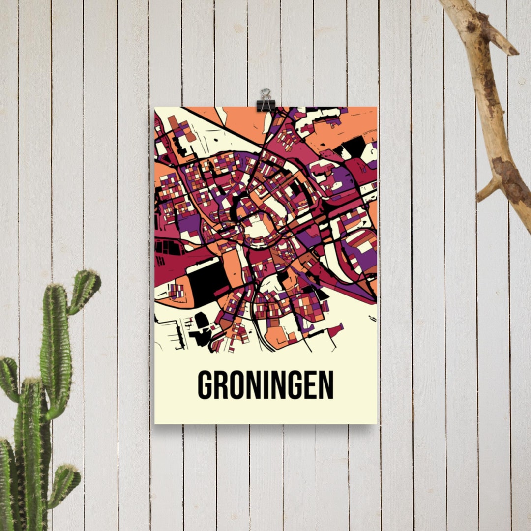 Colorful Groningen City Map Poster Modern Decorative Wall Art Perfect ...