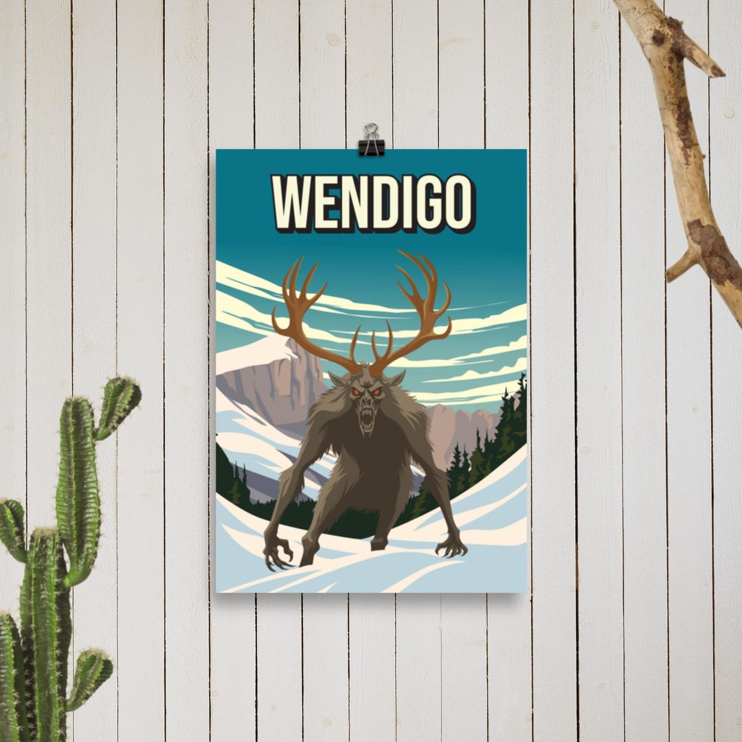 Wendigo Cryptid Poster – Illustrated Wall Art - Etsy