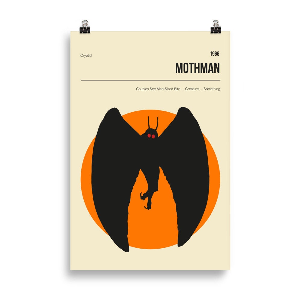 Mothman Book Cover Poster Cryptid Cryptozoology Print West | Etsy