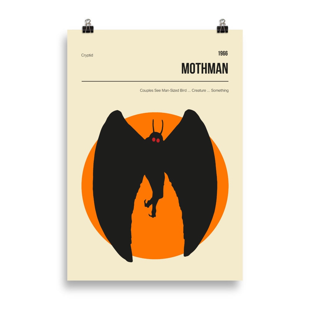 Mothman Book Cover Poster Cryptid Cryptozoology Print West | Etsy