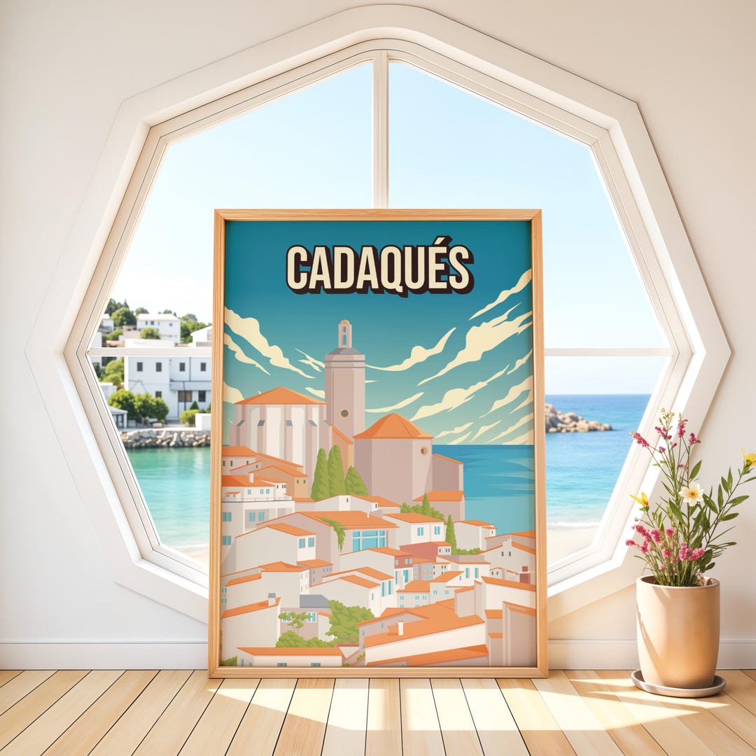 Cadaqués Poster, Costa Brava Print, Spain Travel Art, Catalonia Wall ...
