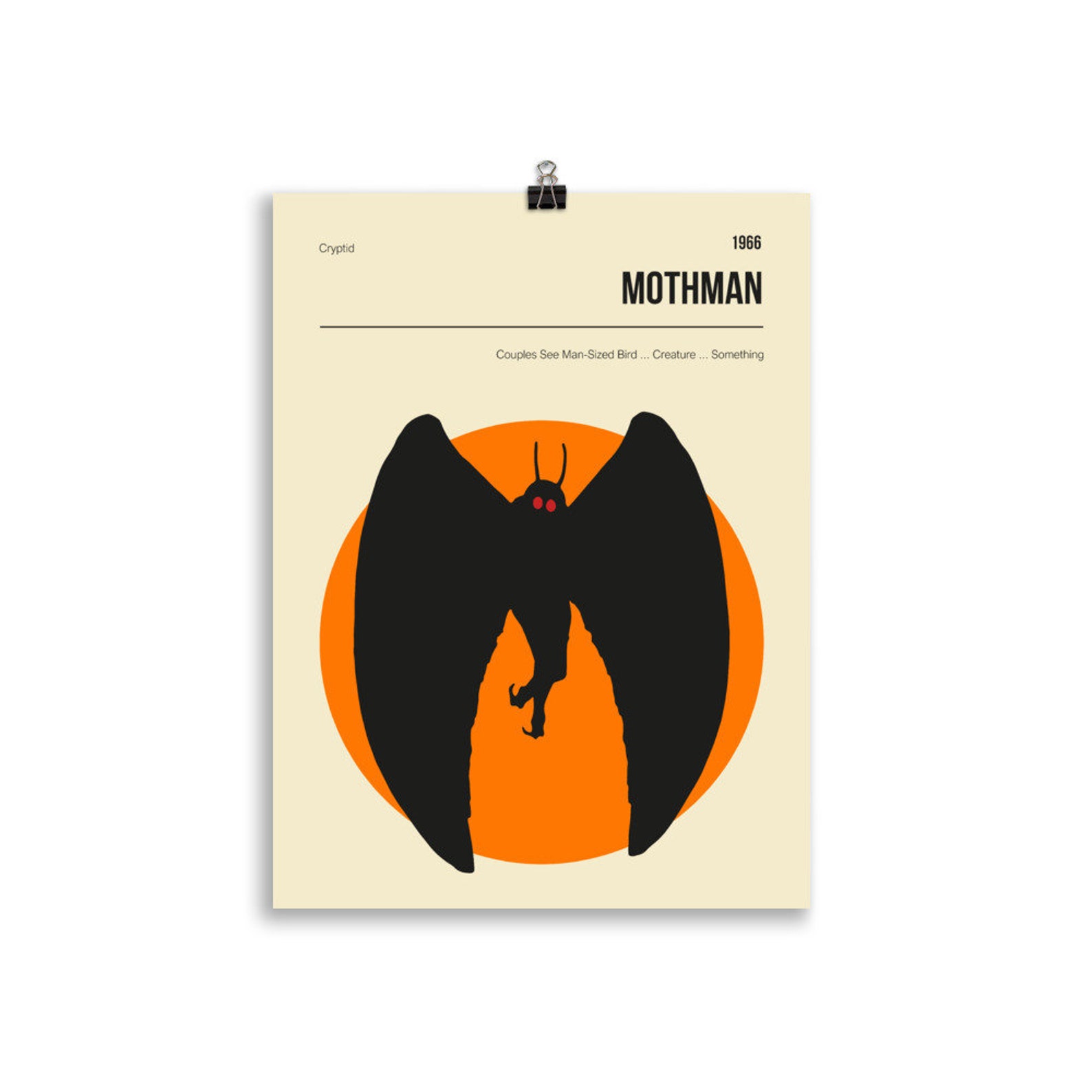 Mothman Book Cover Poster Cryptid Cryptozoology Print West | Etsy