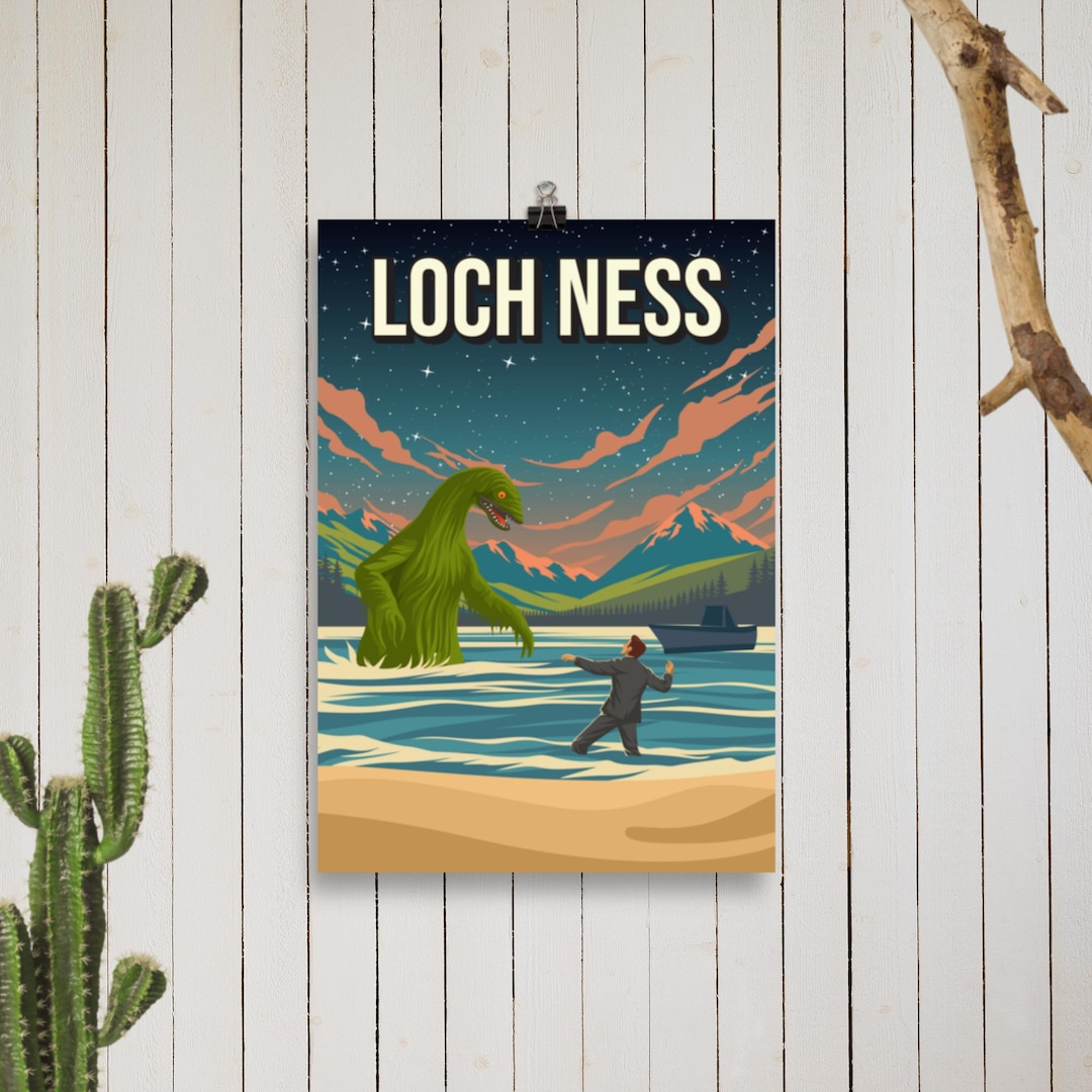 Loch Ness Monster Poster | Cryptid Art Print | Scottish Folklore Wall Decor | Mythical Creature ...