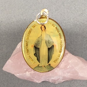 Virgin Mary Pendant Miraculous Blessed Mother Lapel Pin Vintage ...