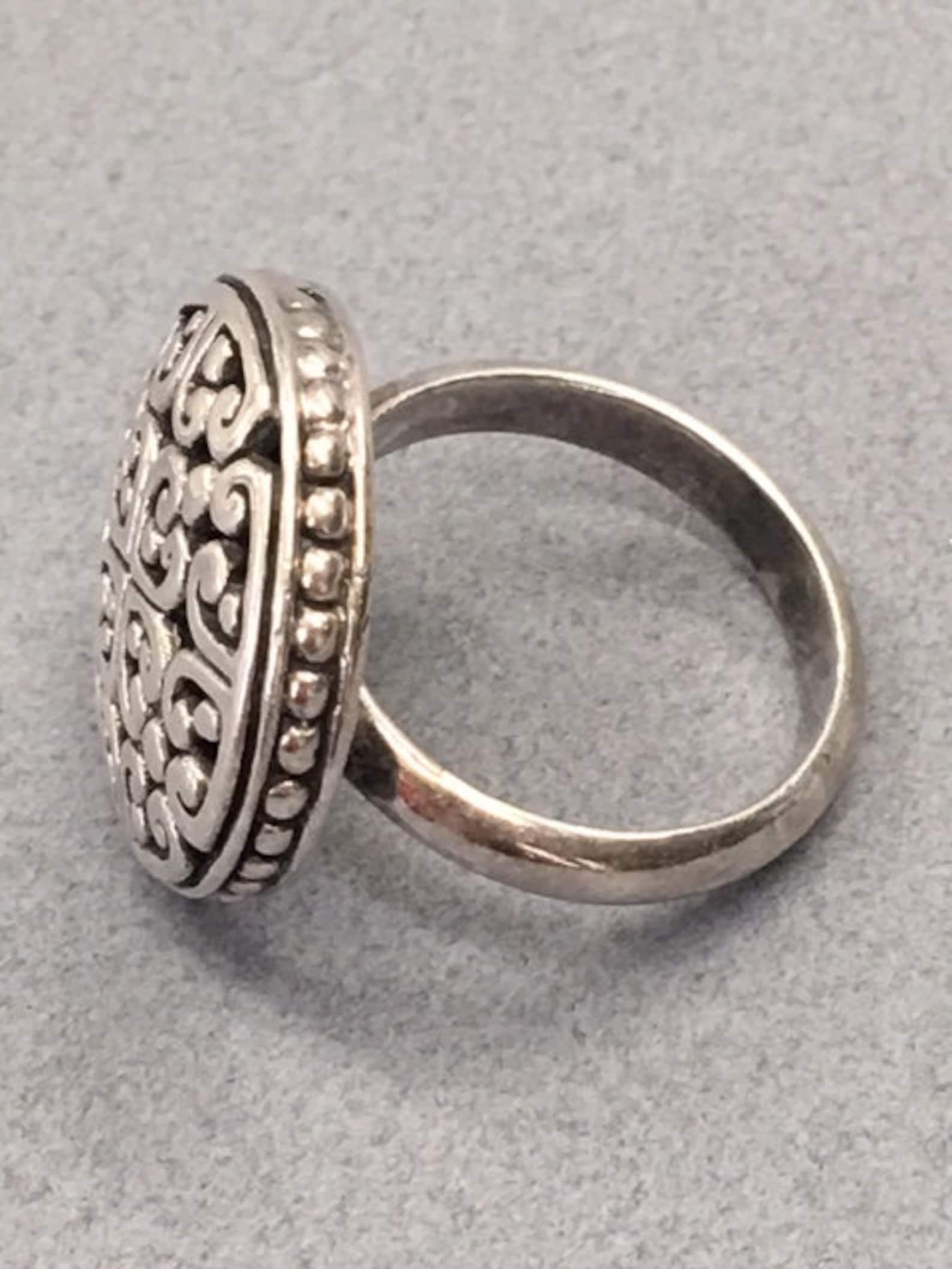 Sterling Heart Ring Large Statement 925 Filigree Open Work - Etsy