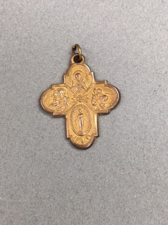 4 Way Miraculous Medal Vintage Brass Cross Catholic Gift - Etsy