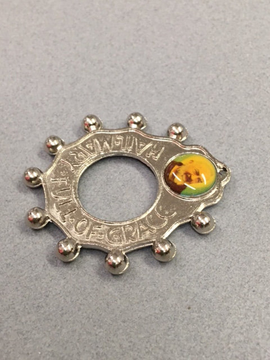 Catholic Rosary Ring Padre Pio Ave Maria Gratia Plena Vintage | Etsy