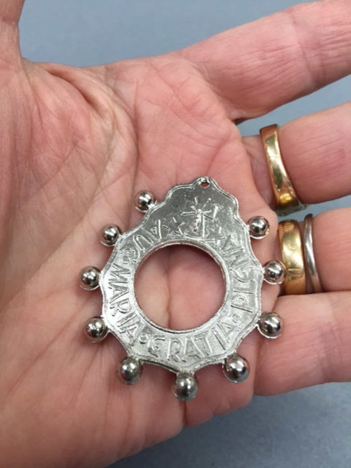 Catholic Rosary Ring Padre Pio Ave Maria Gratia Plena Vintage | Etsy