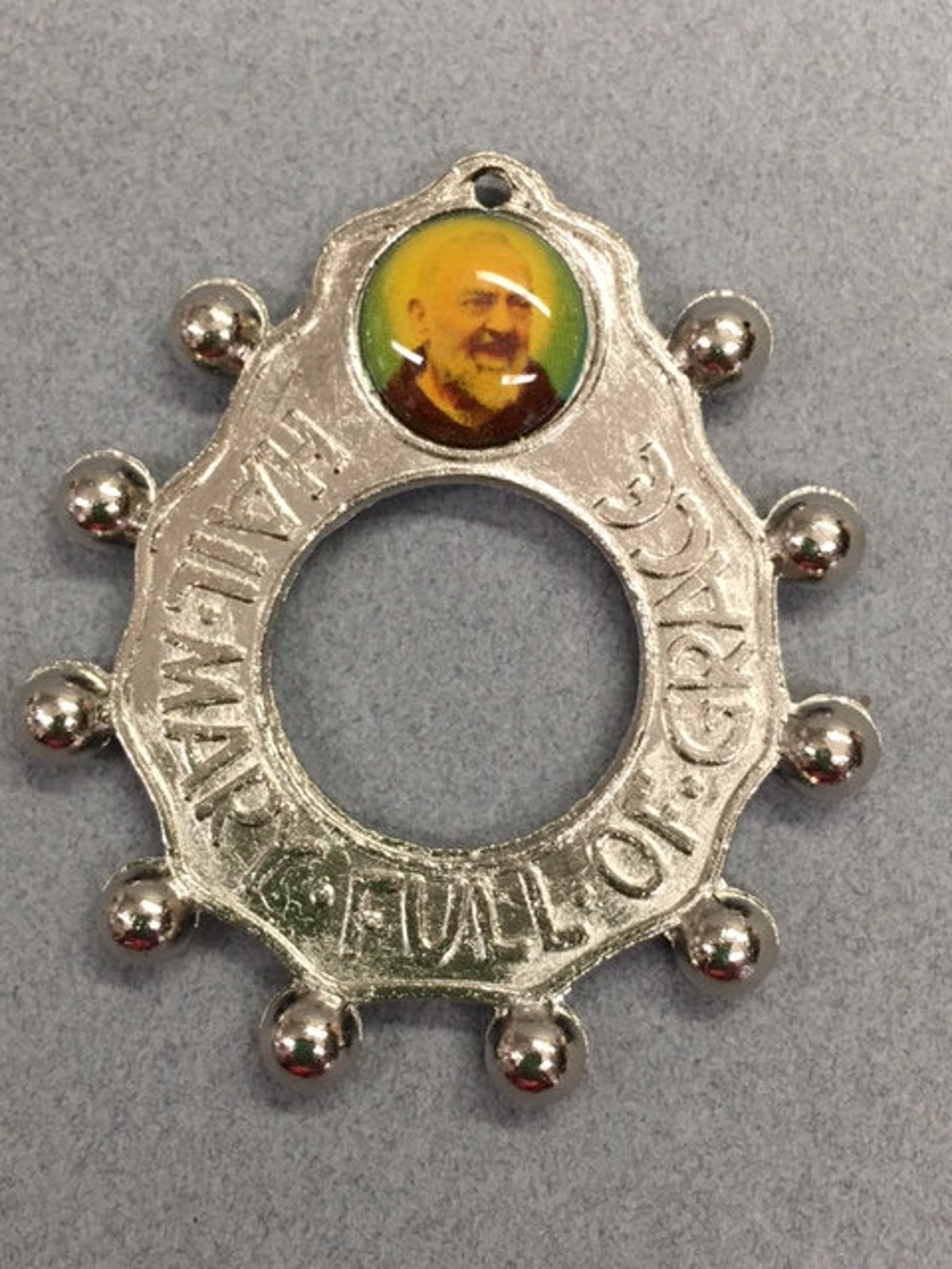 Catholic Rosary Ring Padre Pio Ave Maria Gratia Plena Vintage | Etsy