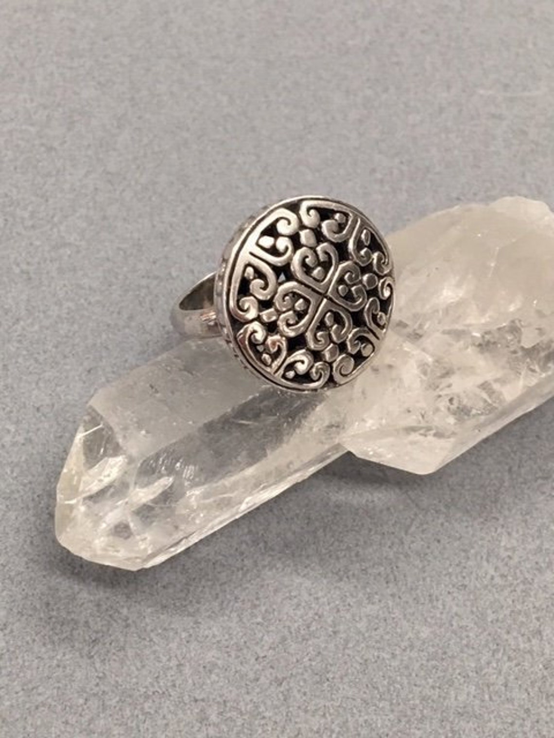 Sterling Heart Ring Large Statement 925 Filigree Open Work - Etsy