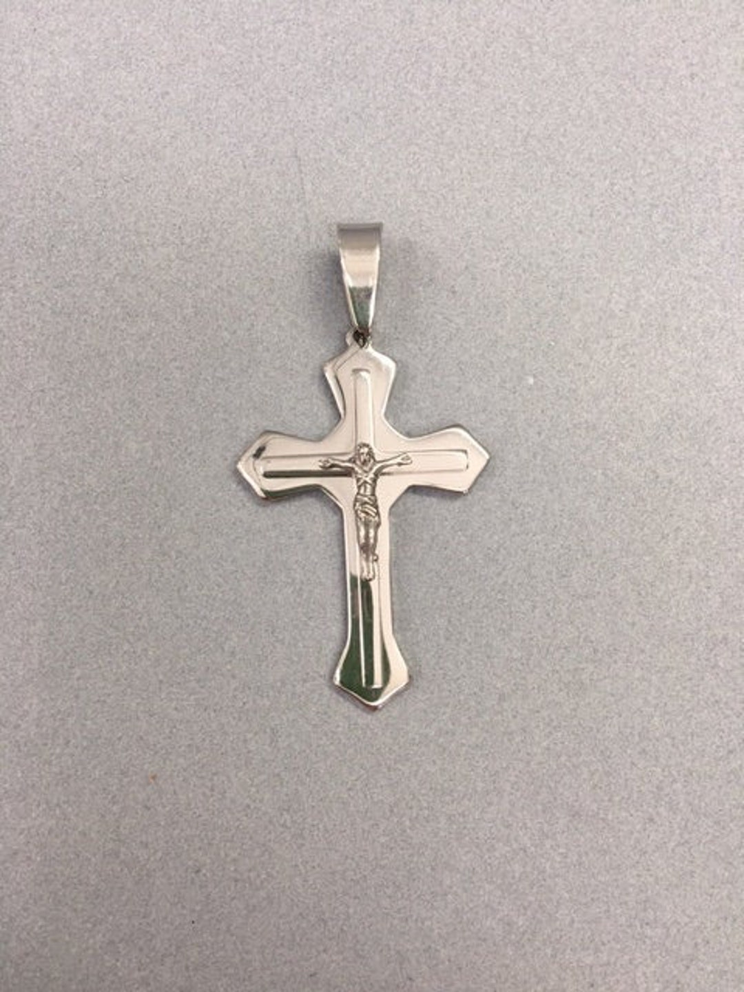 Stainless Steel Crucifix Jesus Christ Cross Pendant LARGE Catholic ...