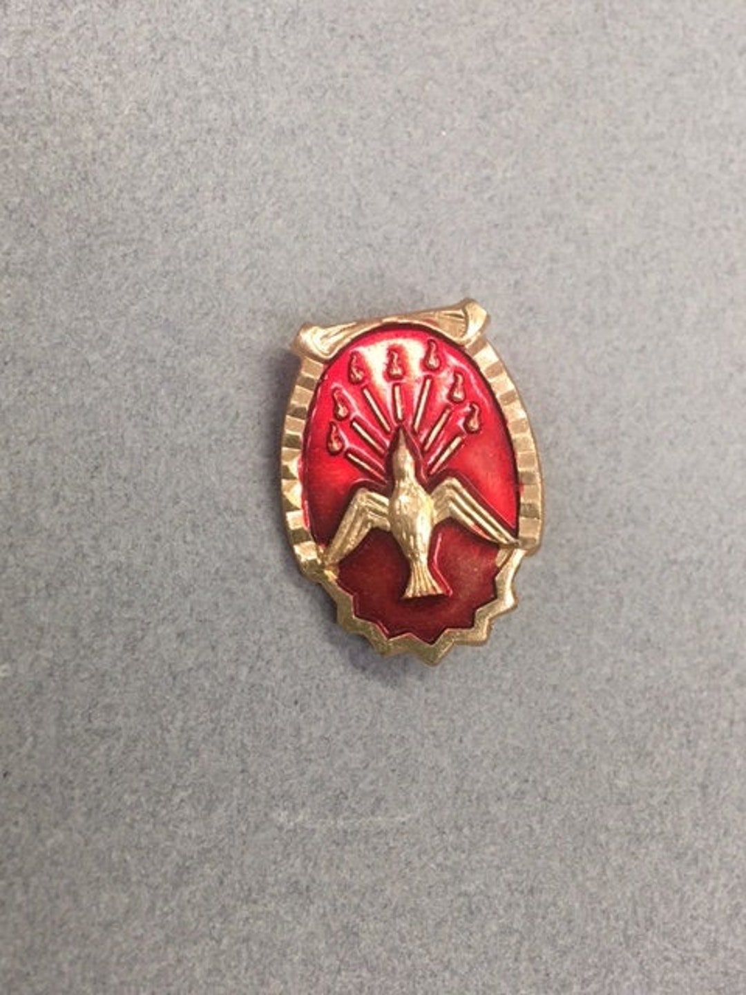 Red Bird Peace Brooch RED Catholic Dove Lapel Pin Come Holy Ghosts ...