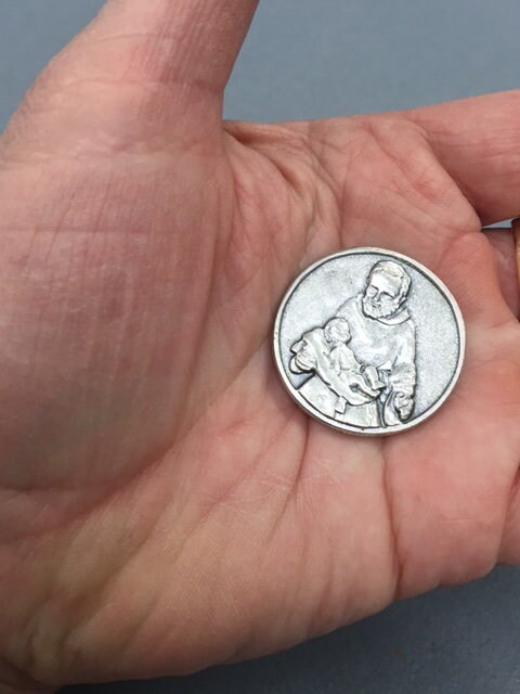 St Anthony Coin Token Pray Hope Don't Worry Protect Pocket Icon Vintage ...
